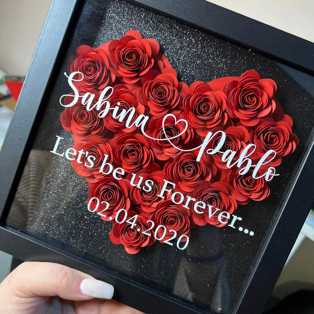 Personalized Flower Shadow Box With Text