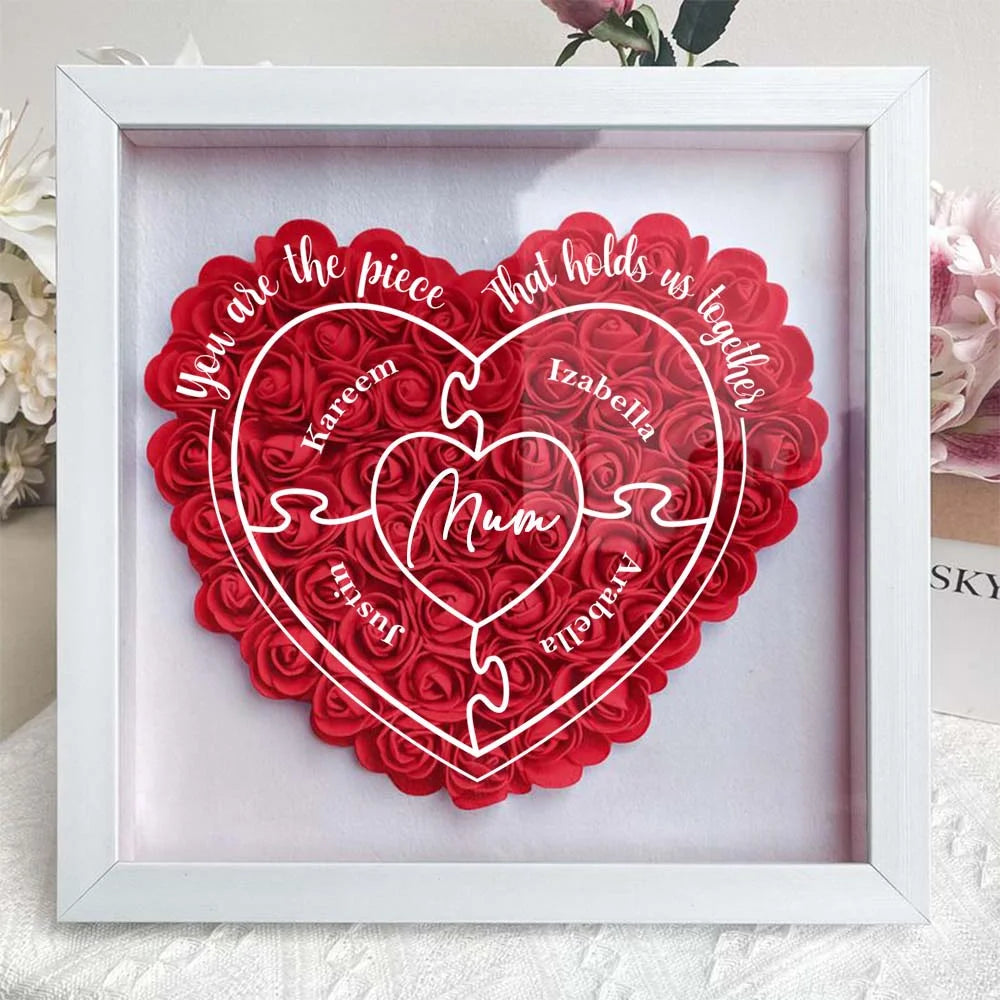 Custom You Are The Piece That Hold Us Together - Mum Flower Shadow Box