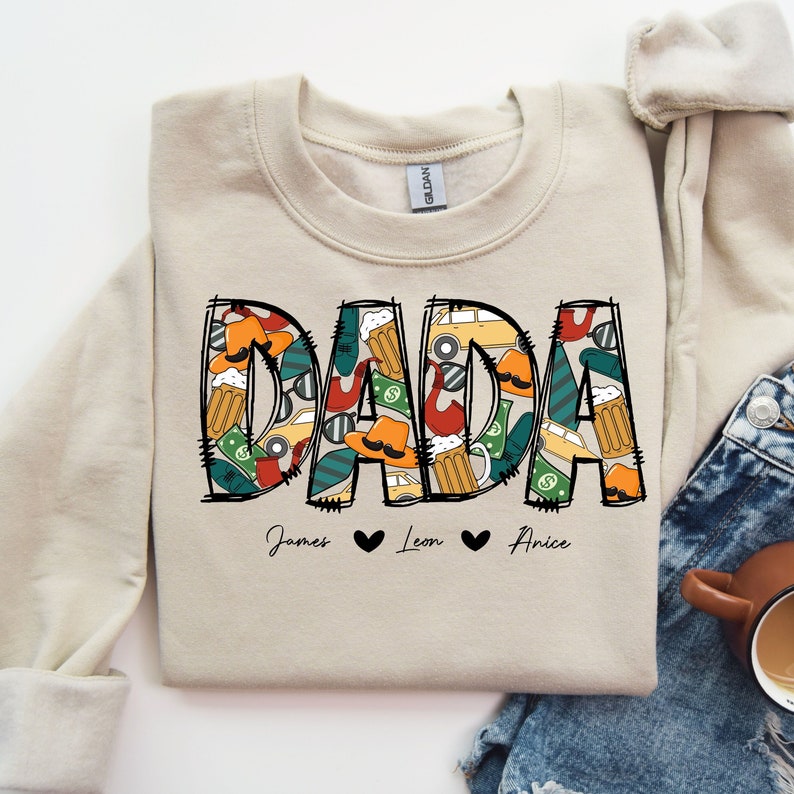 Custom Kids Names Dada Shirts,Personalized Father's Day Gift,Custom Da
